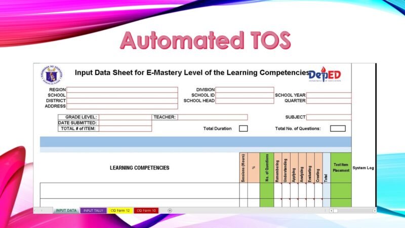 Automated Table of Specification (TOS) – pinoyexcel.com